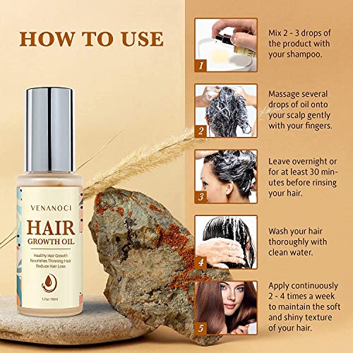 Biotin & Castor oil & Rosemary Oil for Hair Growth for Women, hair loss treatments, hair oil for dry damaged hair and growth, Hair Growth Serum for Thicker Longer Fuller Healthier Hair, All Natural Vitamin Rich Treatment