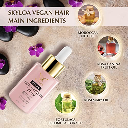 Skyloa Hair Growth Serum, Vegan Hair Serum, Hair Growth Oil For Women, Hair Serum For Hair Growth Scalp Serum, Hair Regrowth Treatment For Women Fuller-Looking, Thicker And Healthier 30ml