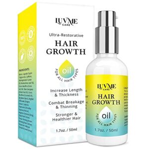 luv me care hair growth oil hair growth serum for thicker longer fuller healthier hair,biotin & castor oil & rosemary oil for hair growth, prevent hair loss & thinning, women & men, all hair types 1.7 oz