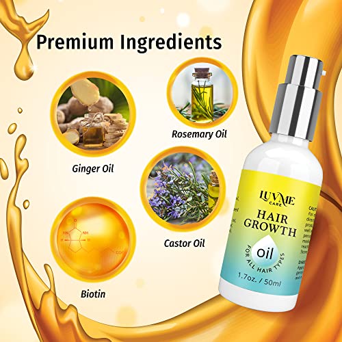 Luv Me Care Hair Growth Oil Hair Growth Serum for Thicker Longer Fuller Healthier Hair,Biotin & Castor oil & Rosemary Oil for Hair Growth, Prevent Hair Loss & Thinning, Women & Men, All Hair Types 1.7 oz