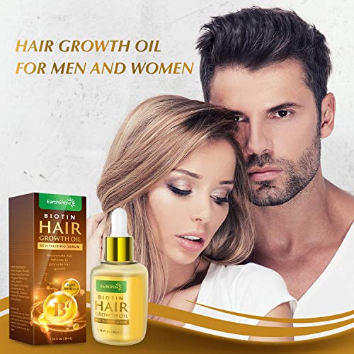 Hair Growth Serum - Biotin Hair Regrowth Oil Prevent Hair Loss and Helps Hair Thicker, Stronger, Longer Hair Treatment Men and Women 1.18 Oz (35 mL)