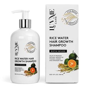 luv me care rice water hair growth shampoo with biotin,rice water for hair growth- hair shampoo for hair growth for thinning hair and hair loss, all hair types, men and women 10 fl oz