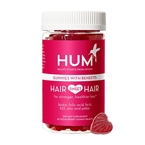 HUM Hair Sweet Hair - Hair Growth Supplement & Biotin Gummies to Combat Hair Loss & Thinning - Fo Ti, Folic Acid, Zinc, Vitamin B12 & PABA to Support Healthy Hair, Skin and Nails (60 Vegan Gummies)