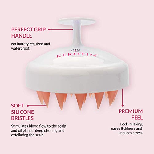 Kerotin Scalp Massager Hair Growth, Manual Soft Silicone Shampoo Brush, Handheld Scalp Massager, Scalp Scrubbie. Stimulates Hair Growth, Remove Dandruff. Waterproof