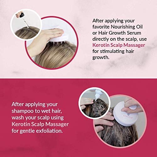 Kerotin Scalp Massager Hair Growth, Manual Soft Silicone Shampoo Brush, Handheld Scalp Massager, Scalp Scrubbie. Stimulates Hair Growth, Remove Dandruff. Waterproof