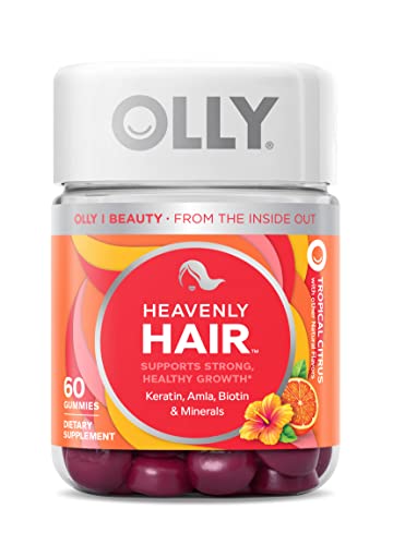 OLLY Heavenly Hair Gummies, Supports Strong Healthy Hair Growth, Keratin, Biotin, Amla, Grapefruit Flavor, 30 Day Supply - 60 Count