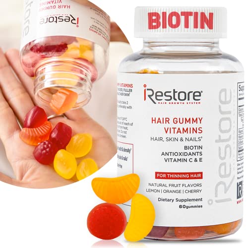 iRestore Hair Gummy Vitamins, Vegan Biotin Gummies for Hair Skin and Nails Gummies, Hair Gummies, Biotin Gummies for Hair Growth Biotin Vitamins Hair Vitamins Gummies for Women & Men, Biotin 5000mcg