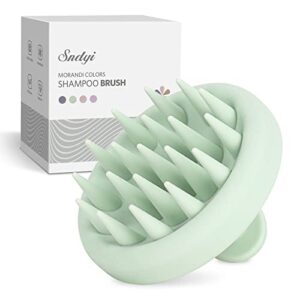 sndyi silicone scalp massager shampoo brush, hair scrubber with soft silicone bristles, scalp scrubber/exfoliator for dandruff removal, wet dry scalp brush for hair growth & scalp care, fir green