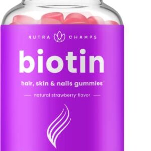 Biotin Gummies 10000mcg [Highest Potency] for Healthy Hair, Skin & Nails Vitamins for Women, Men & Kids - 5000mcg in Each Hair Vitamins Gummy - Vegan, Non-GMO, Hair Growth Supplement