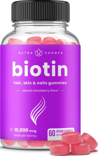 Biotin Gummies 10000mcg [Highest Potency] for Healthy Hair, Skin & Nails Vitamins for Women, Men & Kids - 5000mcg in Each Hair Vitamins Gummy - Vegan, Non-GMO, Hair Growth Supplement