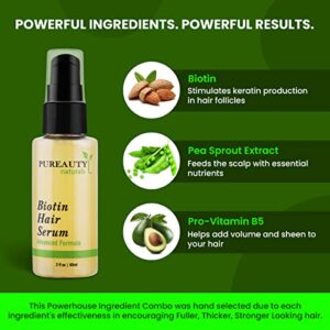 Biotin Hair Growth Serum - Biotin serum & Hair growth oil and hair serum - Topical hair growth product for thicker looking hair growth for women & men hair loss serum - Biotin oil by Pureauty Naturals