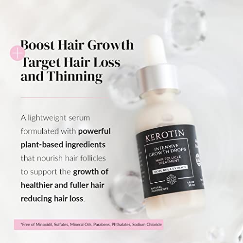 Kerotin Hair Growth Serum - Intensive Hair Growth Drops Treatment - Boost Natural and Healthy Hair Growth, Increase Hair Density, Reduce Hair Loss - Promotes longer and thicker hair.