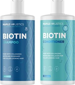 volumizing biotin shampoo and conditioner set – sulfate free shampoo and conditioner for dry damaged hair care – thinning hair shampoo and conditioner with nourishing biotin coconut oil and keratin