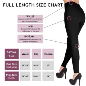 SATINA High Waisted Leggings for Women - Workout Leggings for Regular & Plus Size Women - Black Leggings Women - Yoga Leggings for Women | 3 Inch Waistband (One Size, Black)