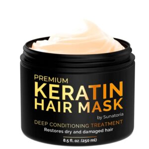 sunatoria keratin hair mask – professional treatment for hair repair, nourishment & beauty – for all hair types – vitamin complex with omega 3, 9, vitamin e – protein nourishment masque