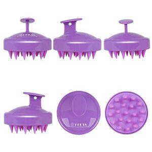 HEETA 2 Pack Hair Scalp Massager Shampoo Brush for Hair Growth, Hair Scalp Scrubber with Soft Silicone, Wet and Dry Hair Detangler (Black & Purple)