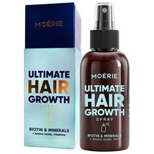 moerie ultimate hair growth spray – for longer, thicker, fuller hair – with biotin & caffeine – hair growth products – paraben free growth serum – all hair types – reverse hair loss – for women & men