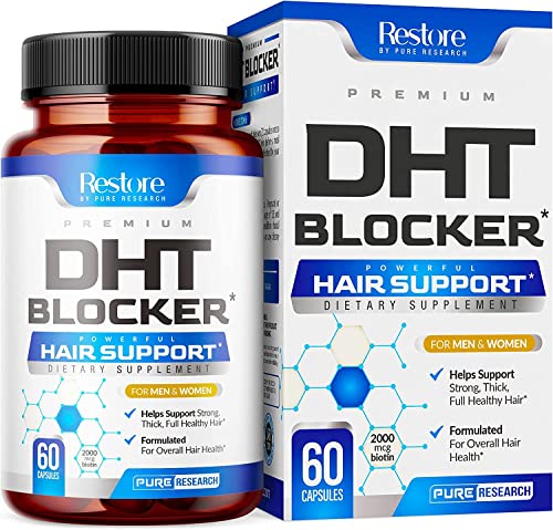 DHT Blocker Hair Growth Support Supplement - Supports Healthy Hair Growth, Healthy Thick Strong Hair - Saw Palmetto + Hair Vitamins for Women & Men - May Support Healthy DHT Levels - Low Loss Capsules