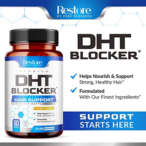 DHT Blocker Hair Growth Support Supplement - Supports Healthy Hair Growth, Healthy Thick Strong Hair - Saw Palmetto + Hair Vitamins for Women & Men - May Support Healthy DHT Levels - Low Loss Capsules