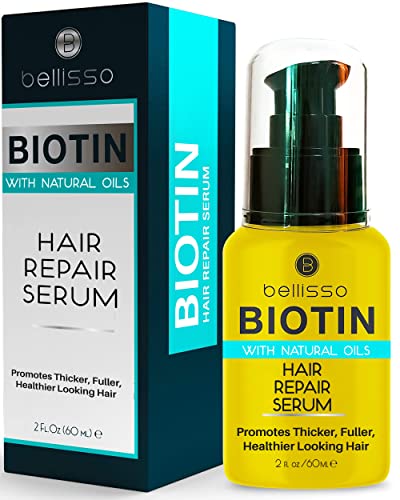 BELLISSO Biotin Hair Thickening Serum for Men and Women - Intense Strengthening Treatment Product with Botanical Oil Blend to Help Boost Thin Hair - Repair Thinning Hair, Increase Volume and Shine