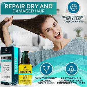 BELLISSO Biotin Hair Thickening Serum for Men and Women - Intense Strengthening Treatment Product with Botanical Oil Blend to Help Boost Thin Hair - Repair Thinning Hair, Increase Volume and Shine