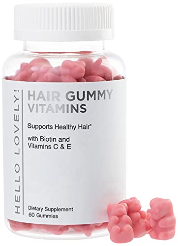 Hello Lovely! Hair Vitamins Gummies with Biotin 5000 mcg Vitamin E & C Support Hair Growth, Premium Vegetarian Non-GMO, for Stronger Beautiful Hair & Nails, Biotin Gummies Supplement - 60 Gummy Bears