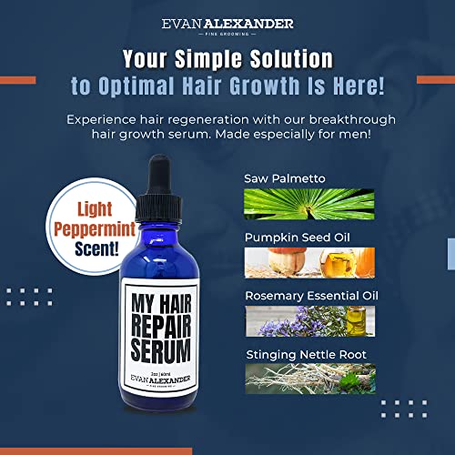 Evan Alexander Grooming MY Hair Serum for Men - Vegan Saw Palmetto Hair Growth Oil and Follicle Support with Pumpkin Seed Oil, and Rosemary Essential Oil - Lightweight - 2 oz - Peppermint Scent