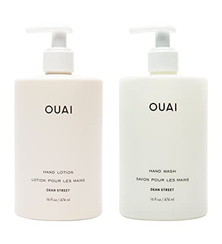 OUAI Hand Wash and Hand Lotion, Moisturizes and Exfoliates with Daily Use, Made with Jojoba Esters, Avocado and Rosehip Oils, Dean Street Scent, 16 oz each…