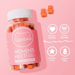 SugarBear Vitamins (Beauty Bears) Vegan Hair Gummy Vitamins with Biotin, Vitamin D, Folic Acid + Women's Multivitamins for Hair, Skin & Nails + Gift