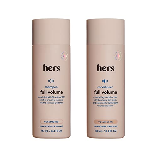 Hers Full Volume Shampoo and Conditioner - Volumizing Shampoo and Conditioner for Women - Soft Cedar & Citron - Adds Volume, Shine & Bounce - 2 x 6.4 fl oz Bottles