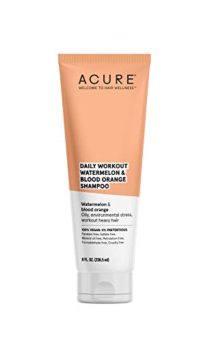 Acure Daily Workout Watermelon Shampoo | 100% Vegan | For Oily, Environmental Stressed, Workout Heavy Hair | Watermelon & Blood Orange - Gentle Everyday Formula | 8 Fl Oz