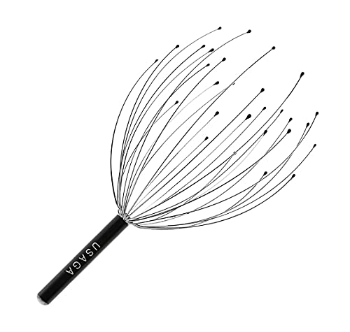 USAGA 28 Finger Head Scratcher, Head Massager, Scalp Massager, Head Whisk Massager, Wire Massager for Head Hair Body Massage and Stress Relax (Black)