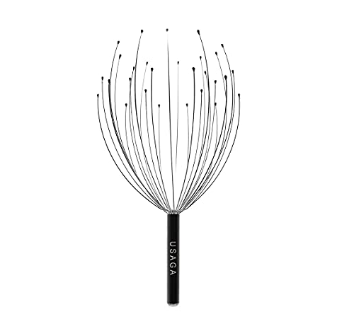 USAGA 28 Finger Head Scratcher, Head Massager, Scalp Massager, Head Whisk Massager, Wire Massager for Head Hair Body Massage and Stress Relax (Black)