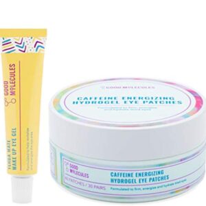 Good Molecules Energizing Eye Kit! Includes Caffeine Energizing Hydrogel Eye Patches and Yerba Mate Wake Up Eye Gel! Under Eye Cream And Eye Patches Reduce Puffiness, Brighten And Hydrate Skin!