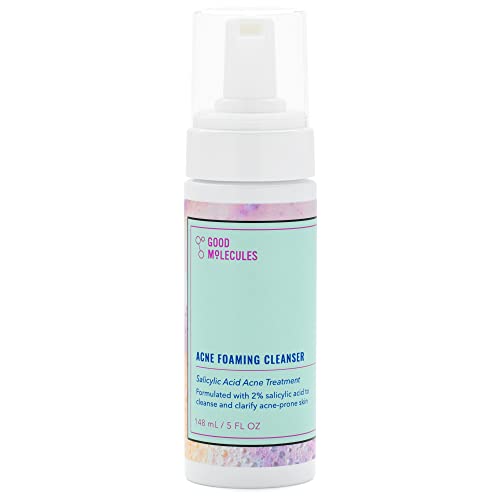 Good Molecules Acne Foaming Cleanser 5oz/148ml - Foam Face Wash With Salicylic Acid BHA To Fight Breakouts and Blemishes - Clarifying Exfoliating Skin Care For Face with Aloe and Witch Hazel