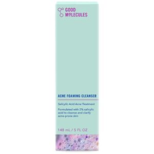 Good Molecules Acne Foaming Cleanser 5oz/148ml - Foam Face Wash With Salicylic Acid BHA To Fight Breakouts and Blemishes - Clarifying Exfoliating Skin Care For Face with Aloe and Witch Hazel