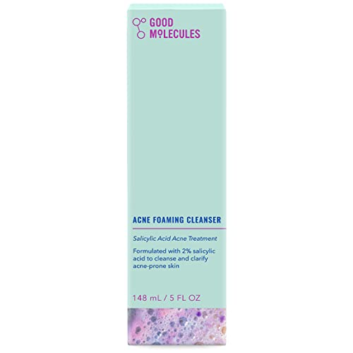 Good Molecules Acne Foaming Cleanser 5oz/148ml - Foam Face Wash With Salicylic Acid BHA To Fight Breakouts and Blemishes - Clarifying Exfoliating Skin Care For Face with Aloe and Witch Hazel