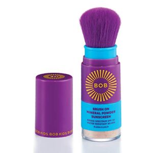 bob kids brush on mineral powder sunscreen broad spectrum, easy to apply for kids and babies, spf 30