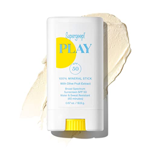 Supergoop! 100% Mineral Sunscreen Stick - 0.67 oz, Pack of 2 - Full-Coverage SPF 50 Broad Spectrum Face Sunscreen for Sensitive Skin with Olive Fruit Extract - Water Resistant - Great for Active Days