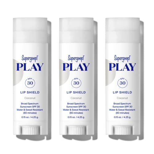 Supergoop! PLAY Lip Shield SPF 30 with Coconut - 3 Pack - Hydrating, Reef-Friendly SPF Lip Balm - Moisturizing Lip Treatment For Dry Cracked Lips - Clean Ingredients & Broad Spectrum UV Protection