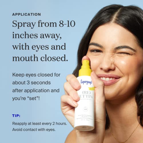 Supergoop! (Re)setting Refreshing Mist - 1 fl oz, Pack of 2 - SPF 40 PA+++ Facial Mist - Sets Makeup, Refreshes UV Protection & Helps Filter Pollution - Light, Natural Scent