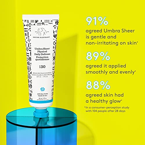 Drunk Elephant Umbra Sheer Daily Defense - Broad Spectrum SPF 30 Sunscreen with Marula Oil (90 mL / 3 Fl Oz)