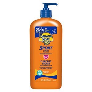 banana boat ultra sport sunscreen lotion, broad spectrum, spf 50, 12oz.