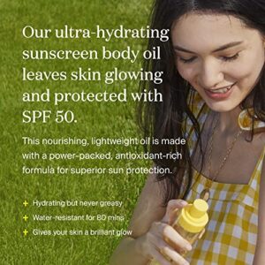 Supergoop! Glow Oil SPF 50, 5 fl oz - Hydrating, Reef-Safe Vitamin E Body Oil with Broad Spectrum Sunscreen Protection - Nourishing Body Oil with Marigold, Meadowfoam & Grape Seed Extracts