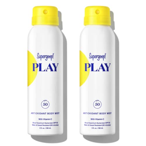 Supergoop! PLAY SPF 50 Antioxidant Body Mist w/ Vitamin C, 3 fl oz - 2 Pack - Reef-Friendly, Broad Spectrum Sunscreen Spray for Sensitive Skin - Great for Active Days