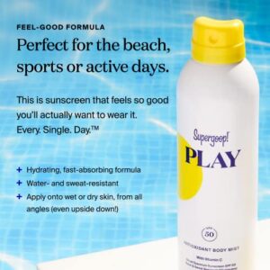 Supergoop! PLAY SPF 50 Antioxidant Body Mist w/ Vitamin C, 3 fl oz - 2 Pack - Reef-Friendly, Broad Spectrum Sunscreen Spray for Sensitive Skin - Great for Active Days