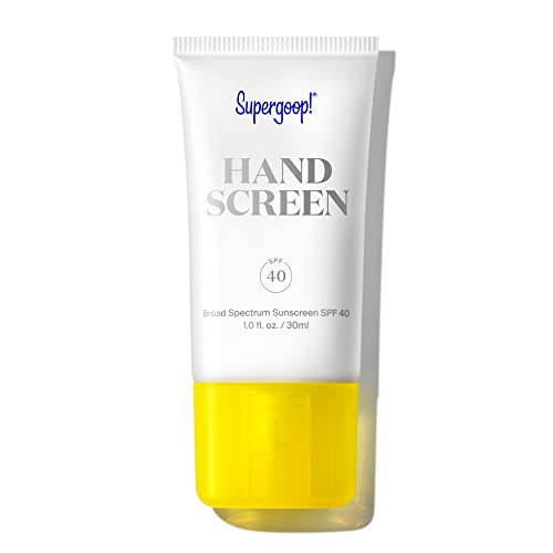 Supergoop! Handscreen SPF 40, 1 fl oz - Preventative, SPF Hand Cream For Dry Cracked Hands - Fast-Absorbing, Clean ingredients, Non-Greasy Formula - With Sea Buckthorn, Antioxidants & Natural Oils