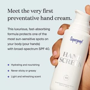 Supergoop! Handscreen SPF 40, 1 fl oz - Preventative, SPF Hand Cream For Dry Cracked Hands - Fast-Absorbing, Clean ingredients, Non-Greasy Formula - With Sea Buckthorn, Antioxidants & Natural Oils