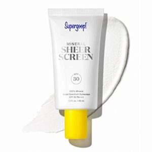 supergoop! mineral sheerscreen spf 30 pa+++, 1.5 fl oz – 100% mineral, broad spectrum face sunscreen + primer + helps filter blue light – satin finish – for all skin types