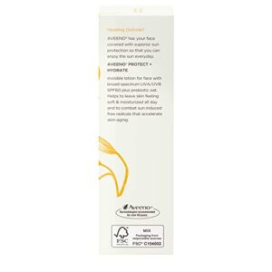 Aveeno Protect + Hydrate Moisturizing Face Sunscreen Lotion With Broad Spectrum Spf 60 & Prebiotic Oat, Weightless & Refreshing Feel, Paraben-free, Oil-free, Oxybenzone-free, 2.0 ounces